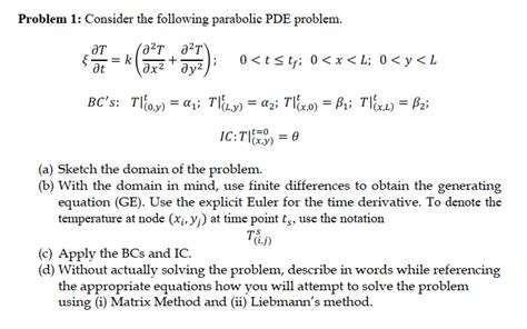 Solved Problem 1 Consider The Following Parabolic Pde