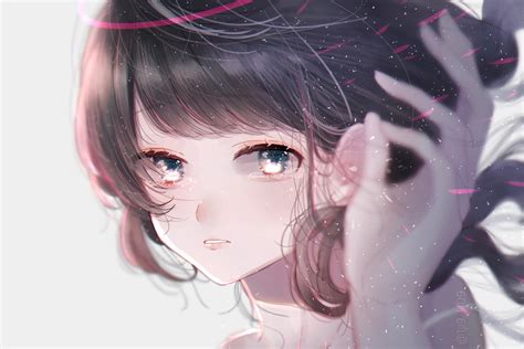 Anime Girl With Blue Hair And Blue Eyes Crying