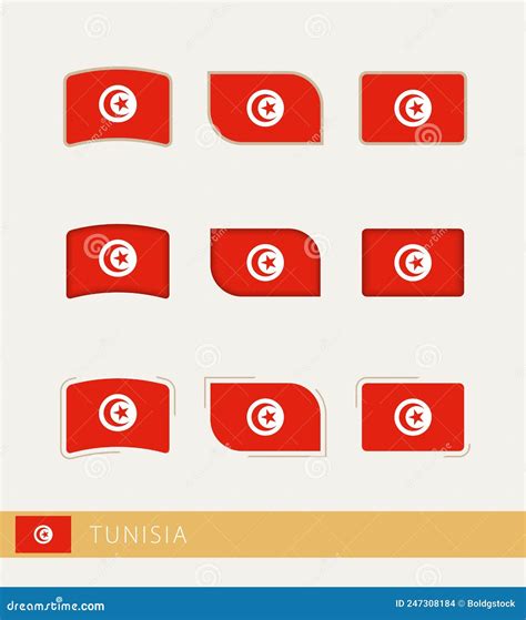 Vector Flags Of Tunisia Collection Of Tunisia Flags Stock Vector