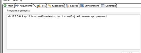 java pass sample command line parameters in the format