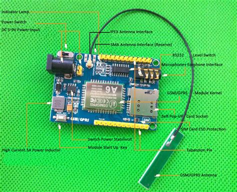 a6 gsm gprs module ipex interface module shield dc 5 9v