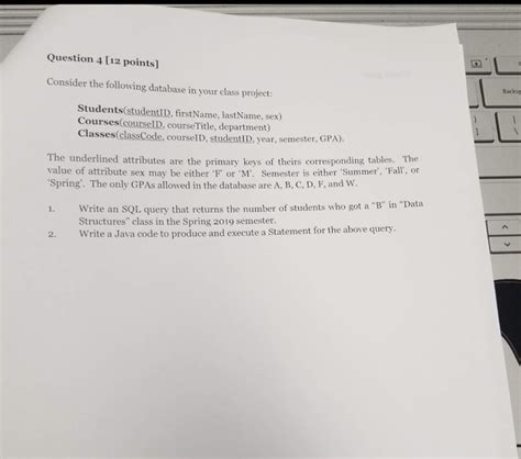 question 4 12 points] consider the following database