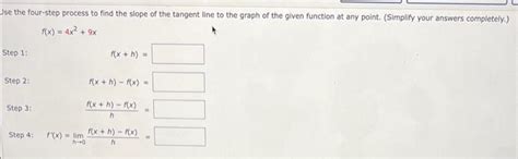 Solved Use The Four Step Process To Find The Slope Of The
