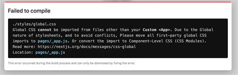 failed to compile global css cannot be imported from files other than