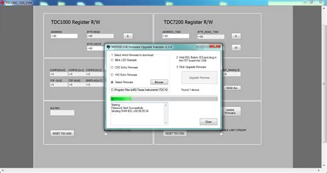 firmware update crashing not responding tdc1000 tdc7200evm sensors