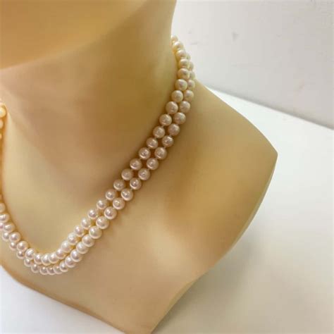Double Strand Freshwater Pearls Necklace With 14 20 Gold Filled Clasp S
