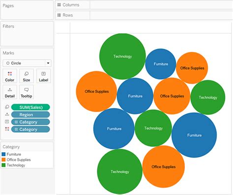 build a packed bubble chart tableau