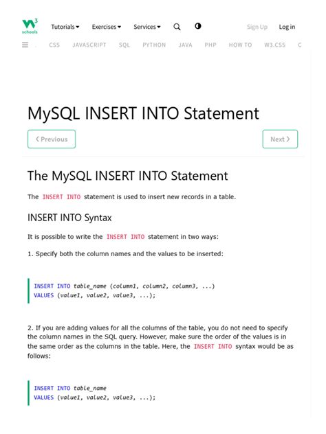 Mysql Insert Into Statement Pdf Java Script Bootstrap Front End