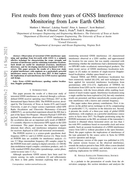 Pdf Gnss Interference Monitoring From Low Earth Orbit