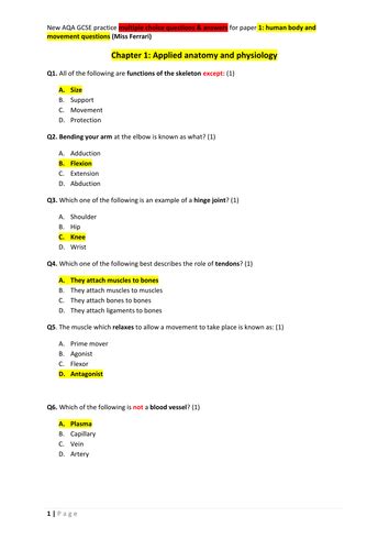 aqa gcse 9 1 paper 1 over 50 multiple choice questions and answers