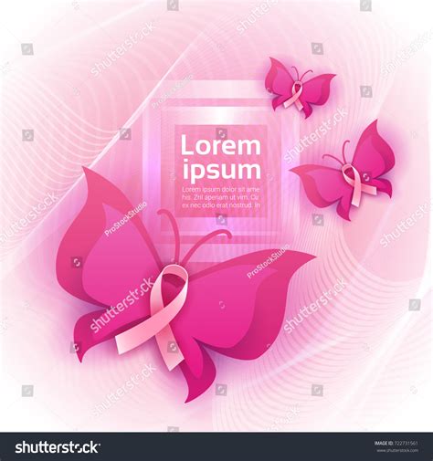Pink Ribbon Butterfly Breast Cancer Awareness Stock Vector Royalty