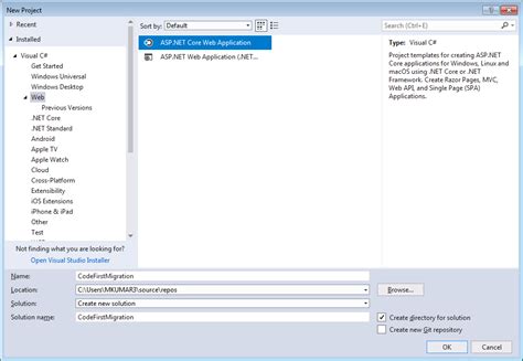 code first approach in asp core mvc with ef core