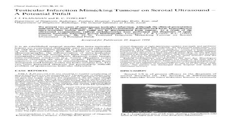 Testicular Infarction Mimicking Tumour On Scrotal Ultrasound—a