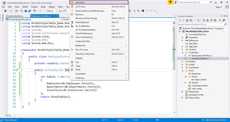 display multiple tables in a single view in asp mvc
