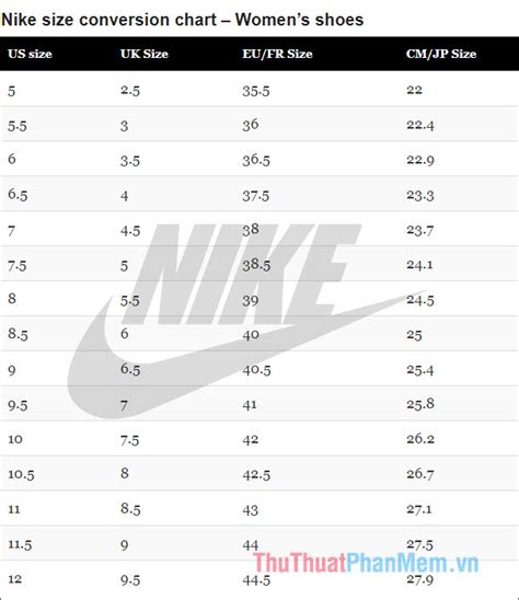 Bảng Quy đổi Size Giày Nike Adidas Nam Nữ Theo Chuẩn Hướng Dẫn Chọn