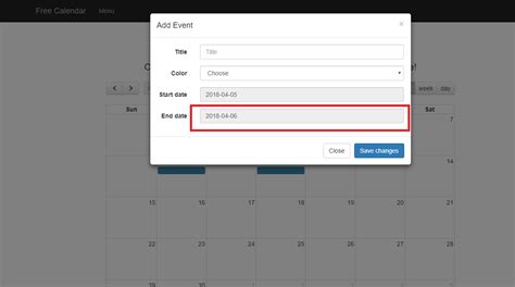 javascript how can i set event start date and end date in a full