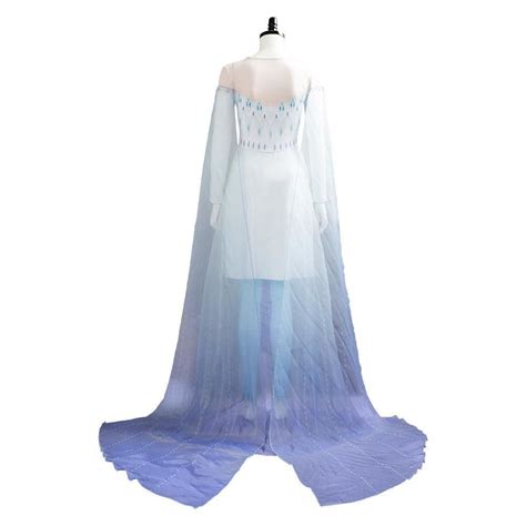 Frozen 2 Elsa Ahtohallan Cave Queen White Gown Cosplay Costume Spiritcos