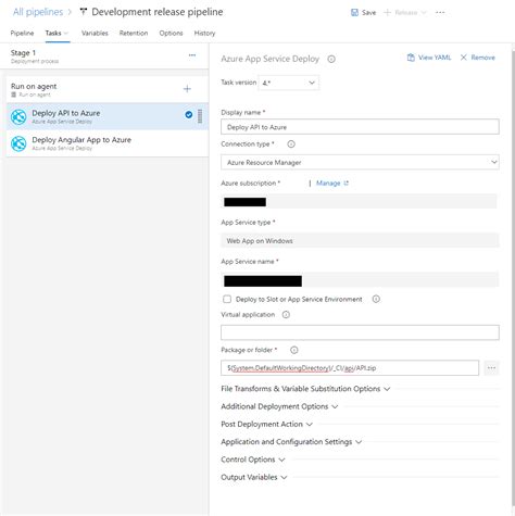 azure devops release pipeline angular and core