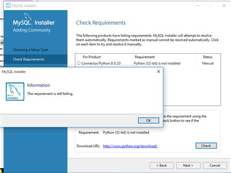 connector and python are installed but mysql installer is