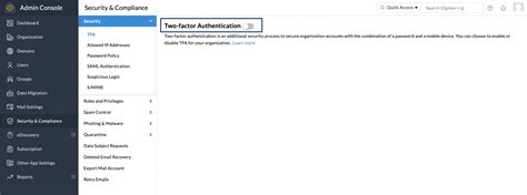 tfa two factor authentication zoho mail