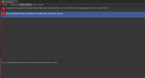 c error building player because scripts have compile errors in the