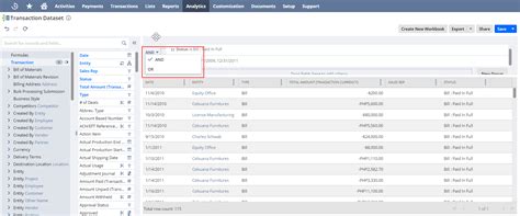 netsuite applications suite filter your dataset