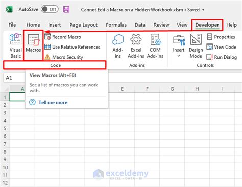 [solve ] cannot edit a macro on a hidden workbook 2 easy solutions