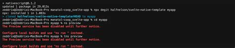 nativescript the preview service has been disabled until further