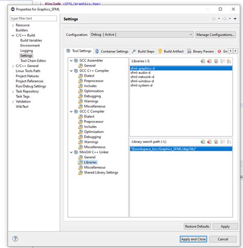 trouble setting up sfml c in eclipse stack overflow
