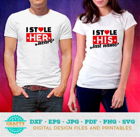 I Stole Her Heart Svg I Stole His Last Name  Couple Svg Etsy