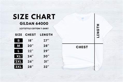 Gildan 64000 Softstyle White T Shirt Size Chart 881113