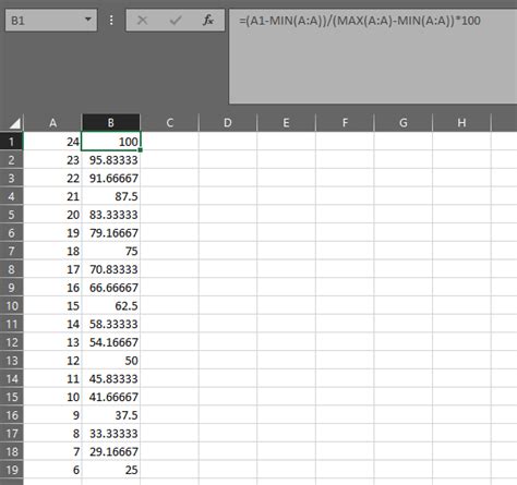 creating reverse proportion in excel stack overflow