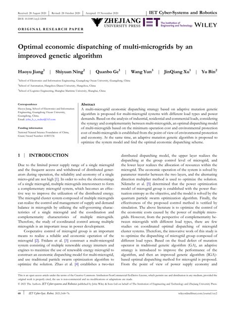 pdf optimal economic dispatching of multi‐microgrids by an improved