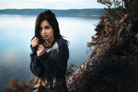 Wallpaper Sunlight Women Outdoors Model Sea Rock Nature
