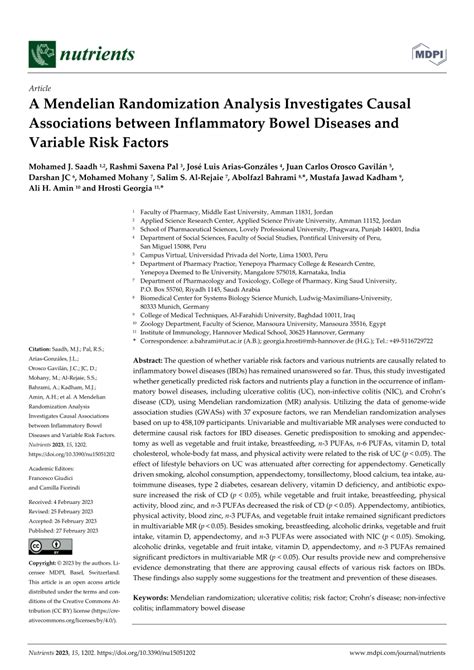 Pdf A Mendelian Randomization Analysis Investigates Causal
