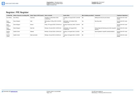 ppe record keeping the best example of ppe record keeping