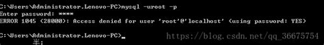 windows~~~在mysql登录时出现access denied for user ‘root‘ ‘localhost‘ using
