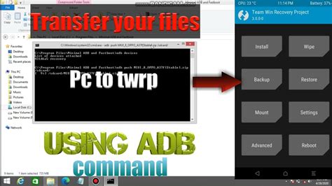 how to transfer files in twrp recovery using adb command with commond