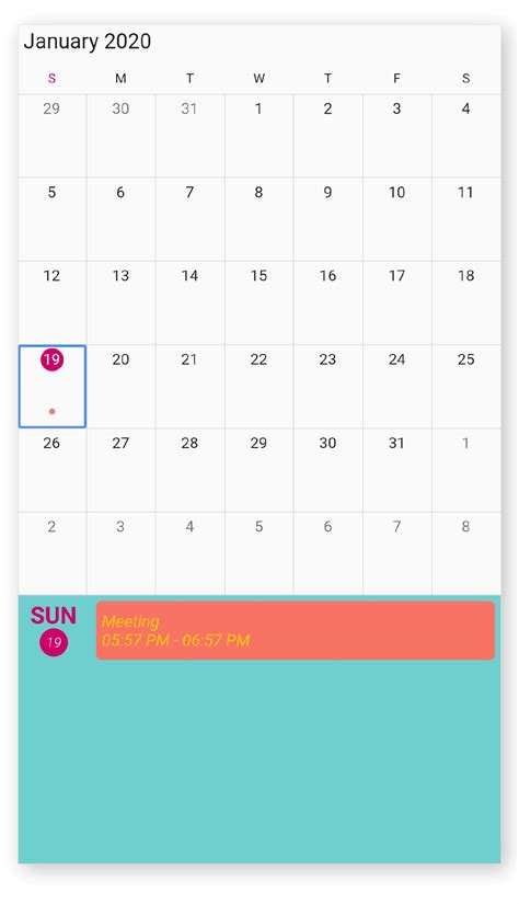 month view in flutter event calendar widget syncfusion
