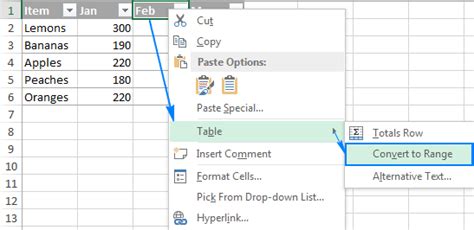 how to get rid of a data table in excel