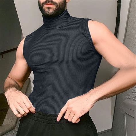 Turtleneck Sleeveless Tank Top Green Xl Mens Tank Tops Fashion