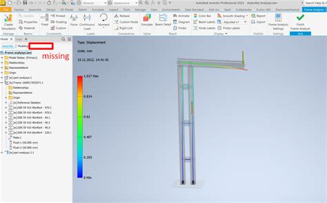 disappearing frame analysis tree from model tree window after switching
