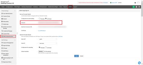Configuring Saml Authentication Settings In Endpoint Central Msp For Adfs
