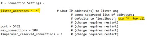 postgresql listen addresses sql server guides