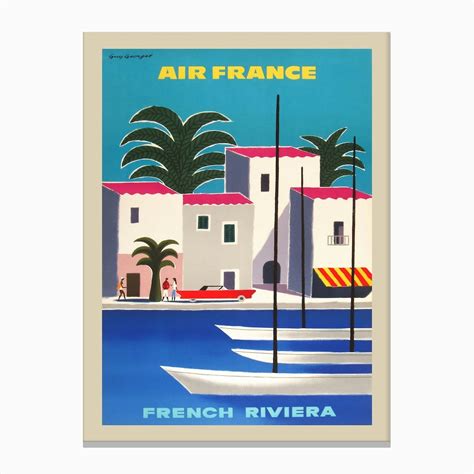Air France Vintage French Riviera Travel Poster Canvas Print By Fy