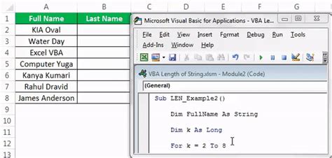 vba len function how to use len to find length of string in excel