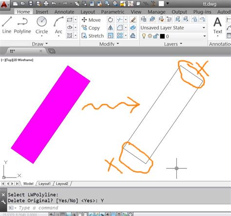 convert polylines into double lines with hatch autodesk community