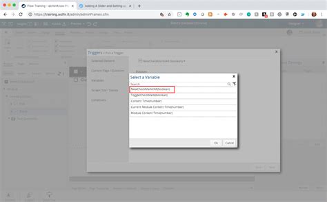 using page triggers and variables to show hide elements