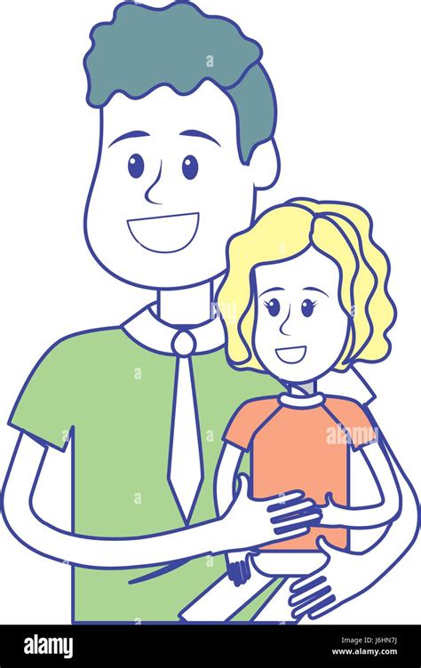 Nice Father Carrying His Daughter In The Hands Stock Vector Image And Art