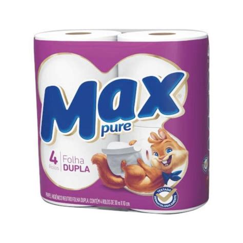 Papel Higiênico Folha Dupla Max Pure Com 4 Rolos De 30 Metros Papel